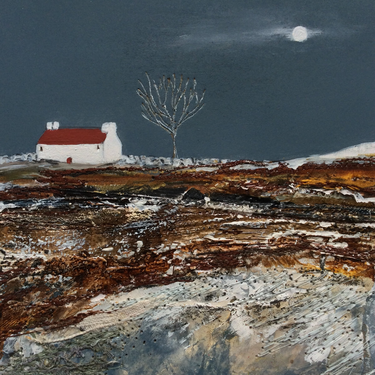 Mixed Media Art By Louise O'Hara “A hazy moon” – Louise O'Hara Art